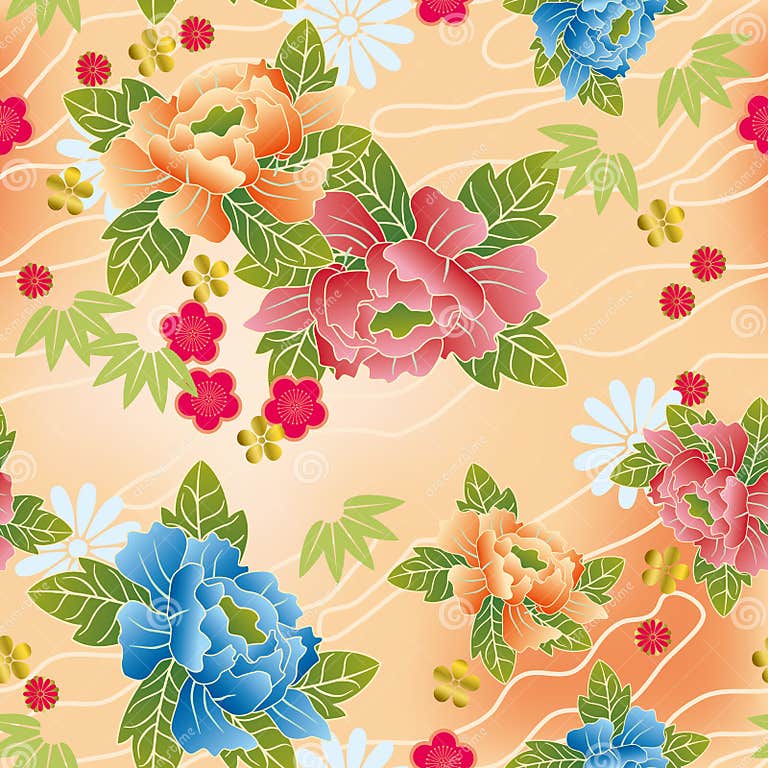 Japanese Traditional Floral Pattern Stock Vector - Illustration of ...