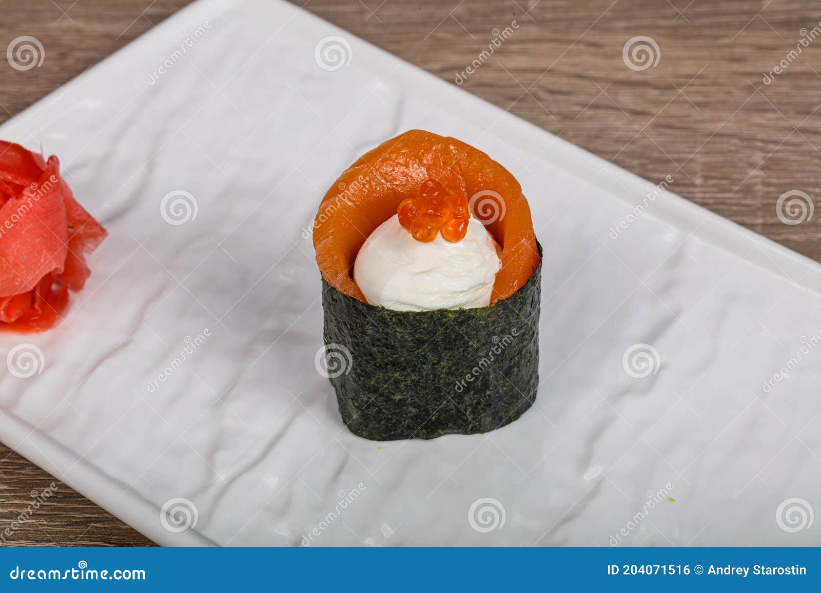 Japanese Traditional Gunkan with Salmon Stock Photo - Image of sushi ...