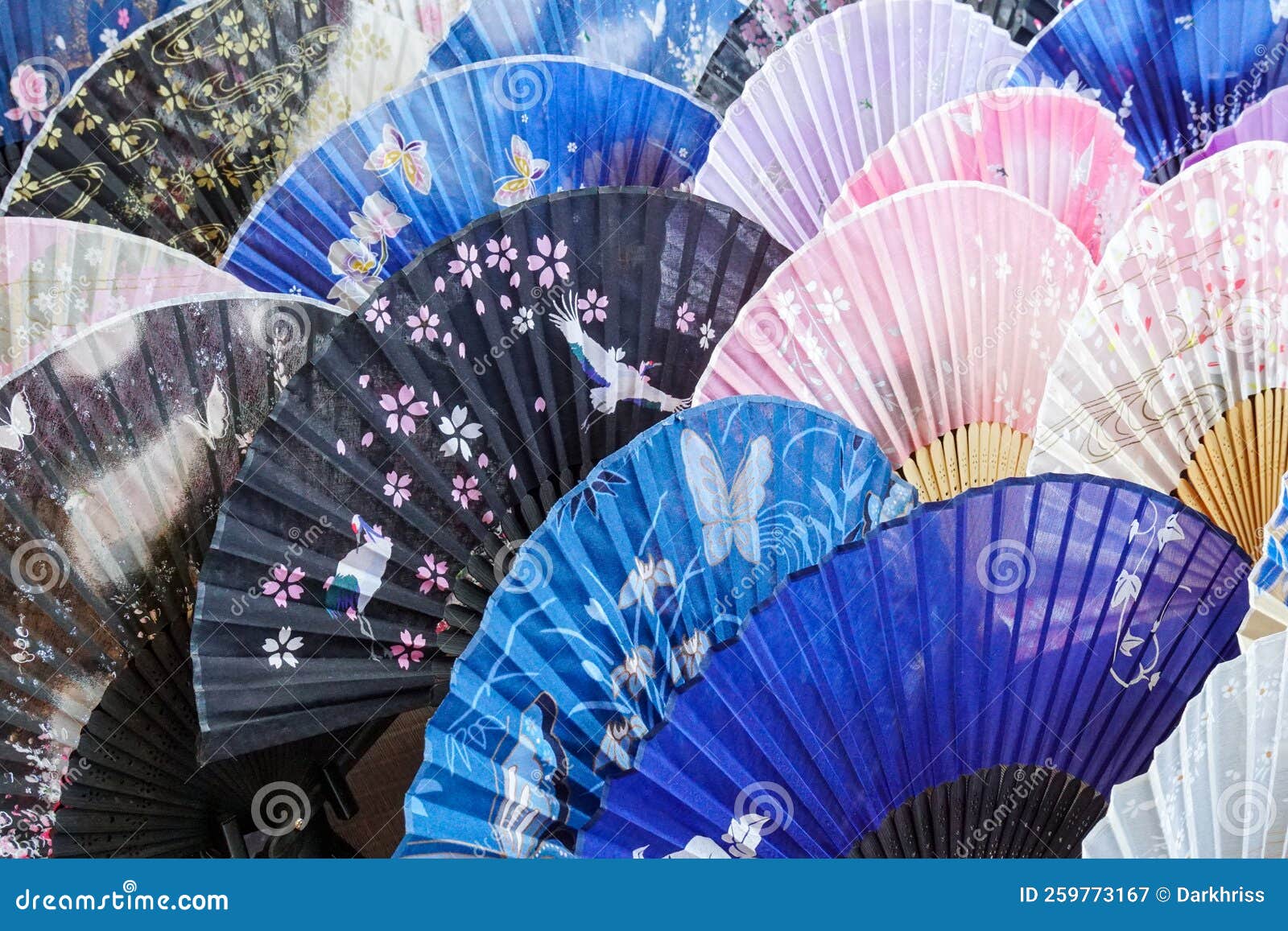 Japanese Traditional Sensu Fans in Different Patterns Stock Image ...