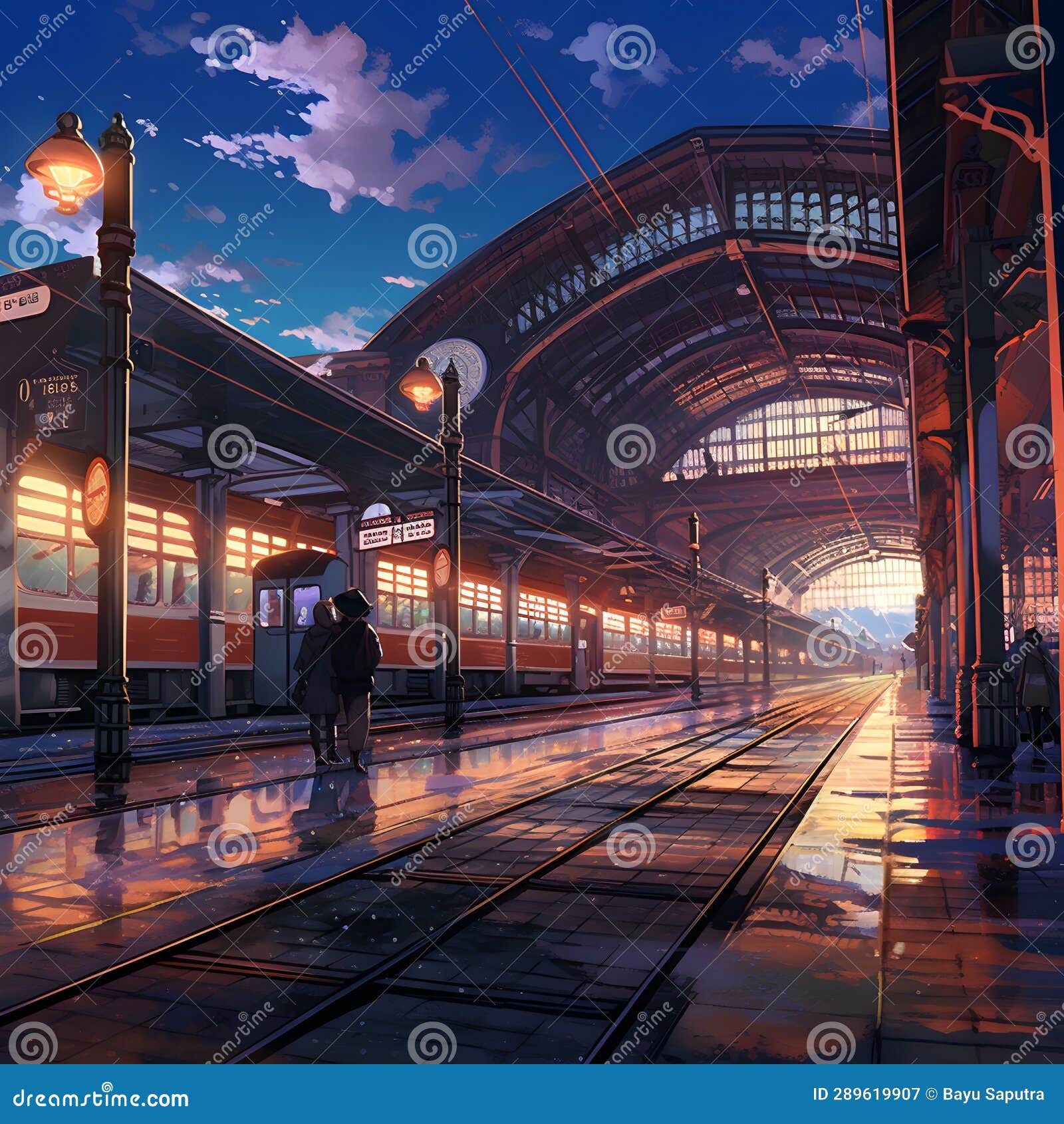 Japanese Train Station Animation, AI Generative Stock Illustration ...