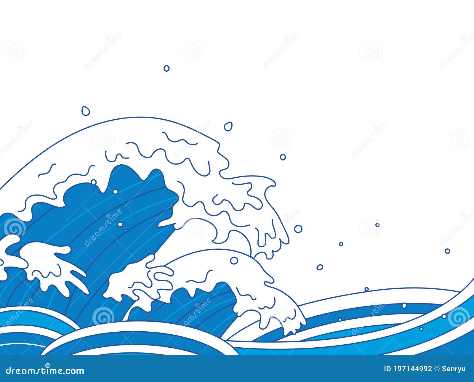 Tsunami Illustration. Blue Water Wave Splash Vector | CartoonDealer.com ...