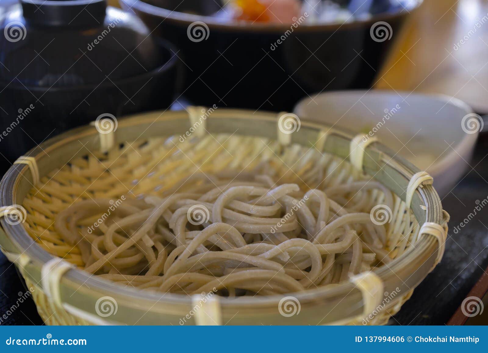 Japanese Udon Noodles In A Bamboo Container Stock Photo | CartoonDealer ...