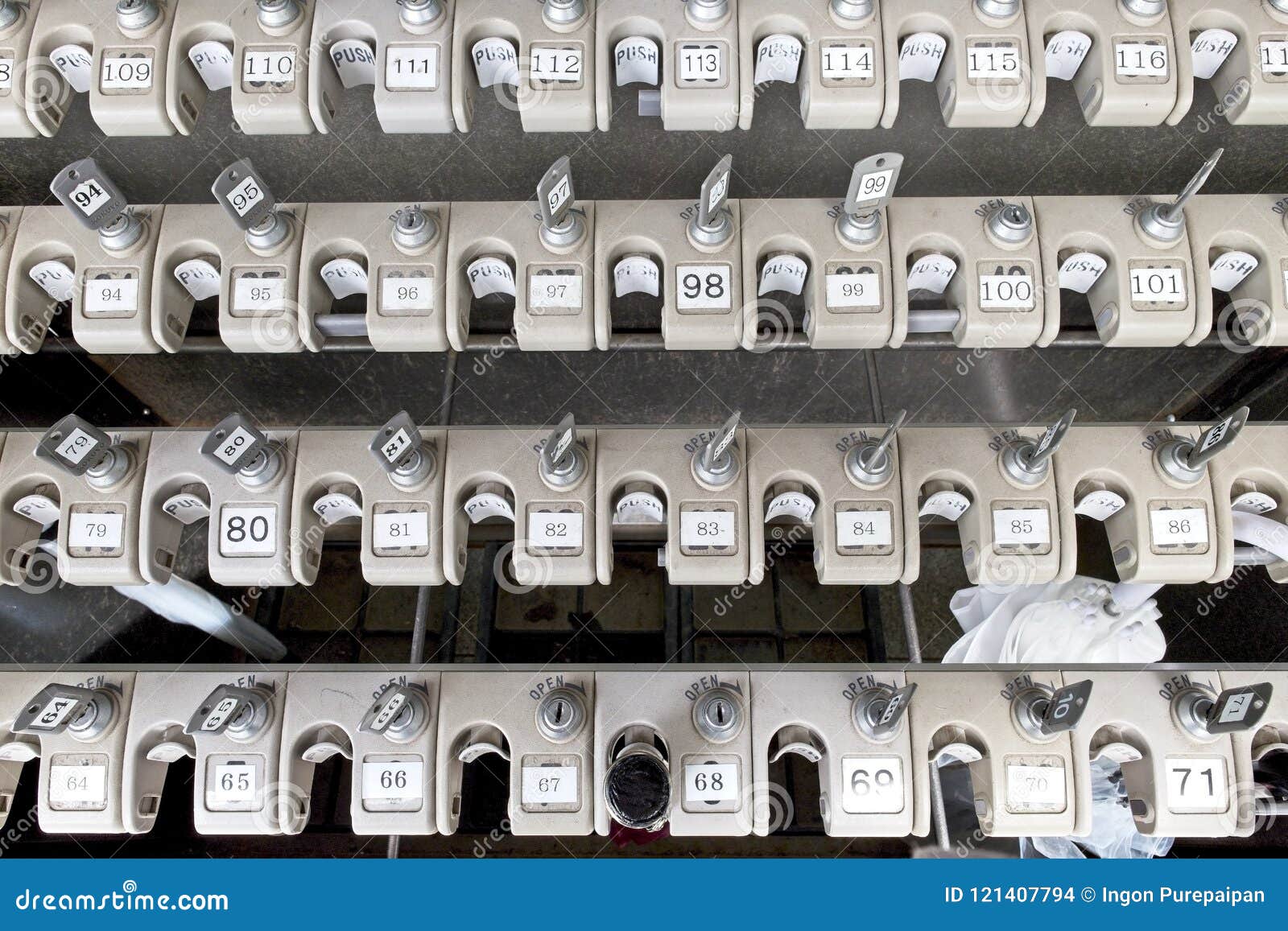 Japanese Umbrella Rack with Individual Locking Mechanisms Stock Photo ...