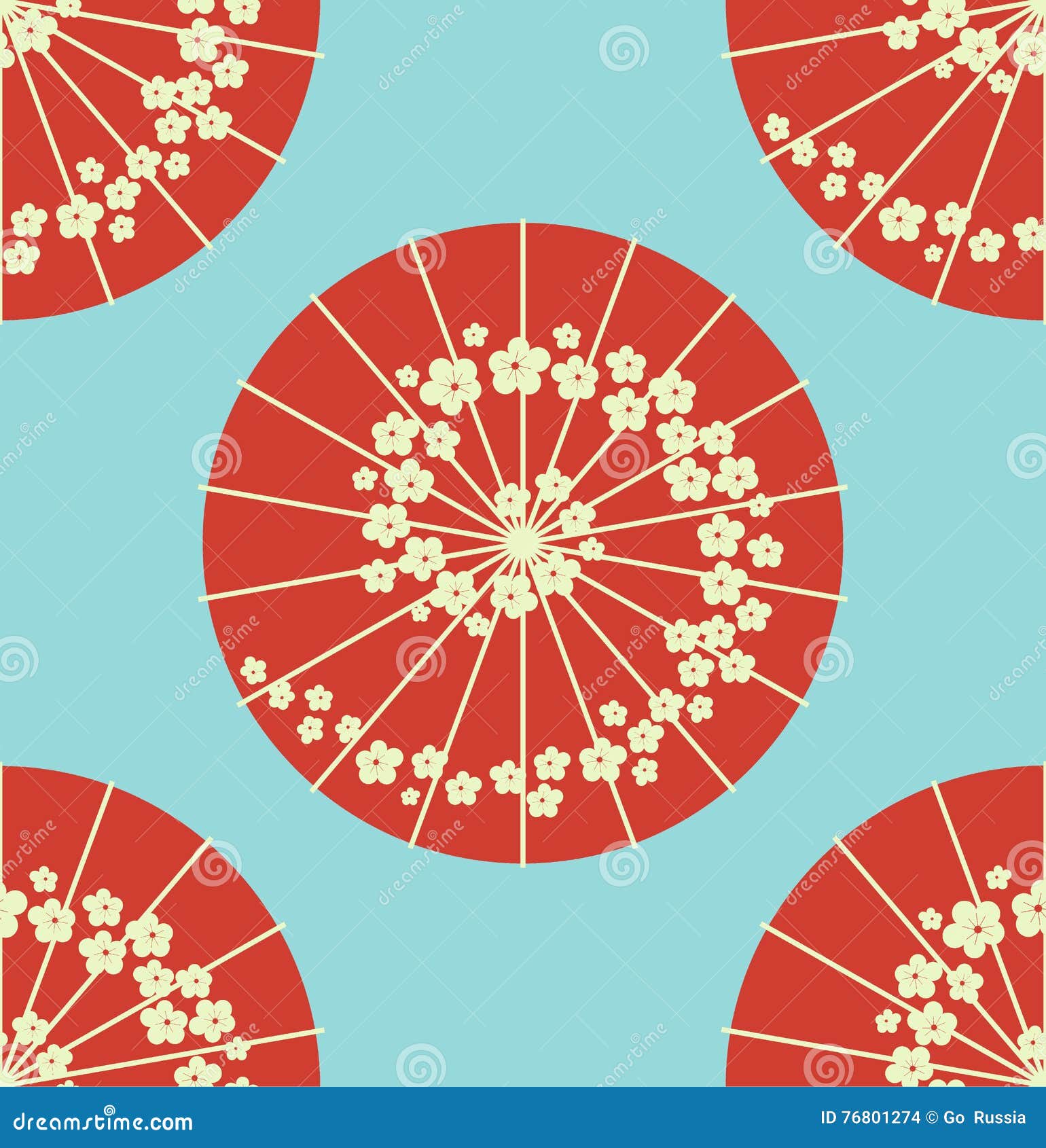 Japanese Umbrella Seamless Pattern Polka Dot Style Stock Vector ...