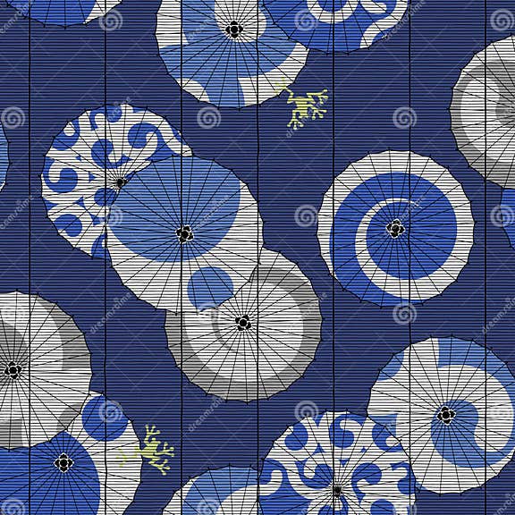 Japanese Umbrellas and Japanese Blind Patterns, Stock Illustration ...