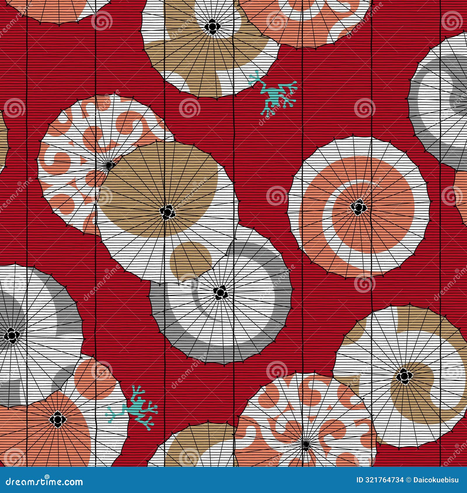 Japanese Umbrellas and Japanese Blind Patterns, Stock Illustration ...
