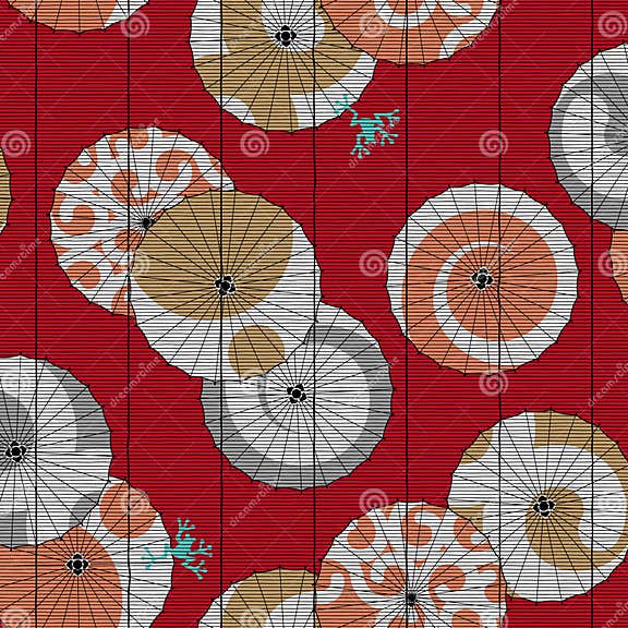 Japanese Umbrellas and Japanese Blind Patterns, Stock Illustration ...