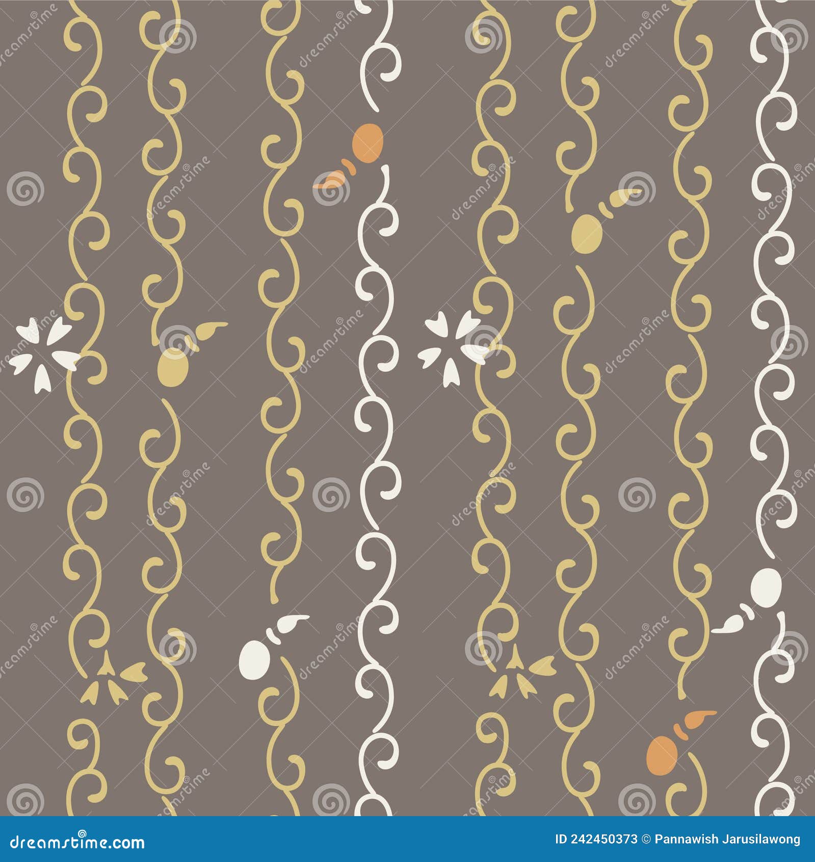 Japanese Verical Curl Vine Vector Seamless Pattern Stock Vector ...