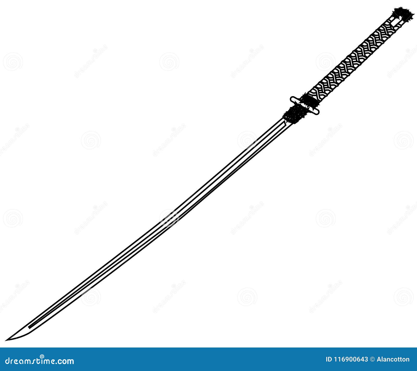Japanese Warrior Samurai Sword Outline on White Stock Vector ...