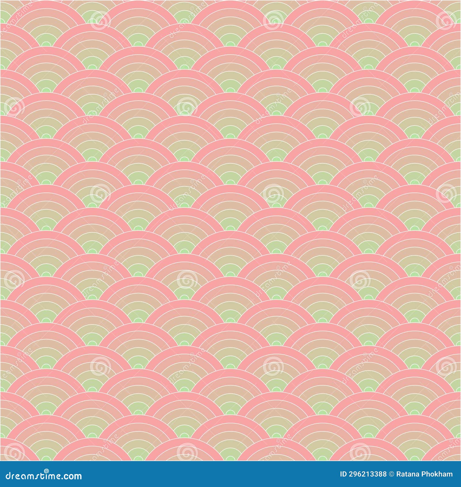 Japanese Wave Seamless Pattern.Bright Colors Oriental Style Circles ...