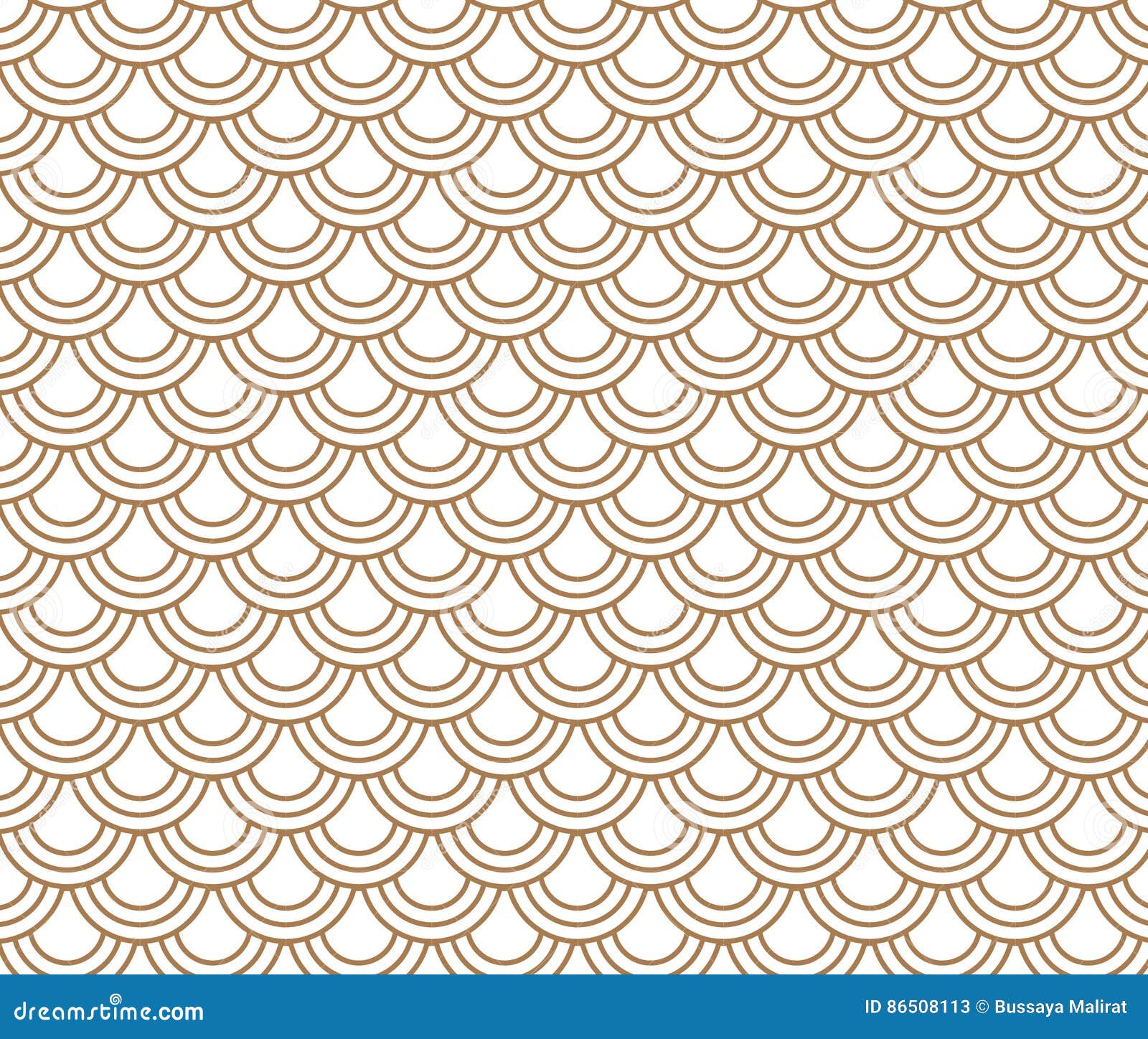 Japanese Wave Circle Pattern Brown and White Background. Stock ...