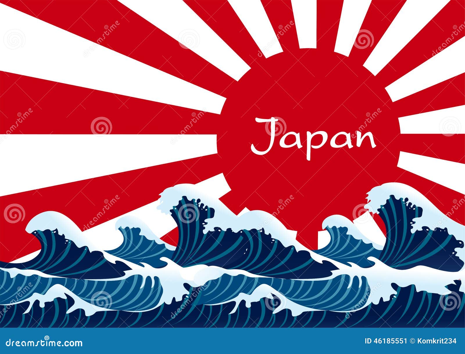 Japanese Wave with Japan Red Flag Sunshine Stock Vector - Illustration ...
