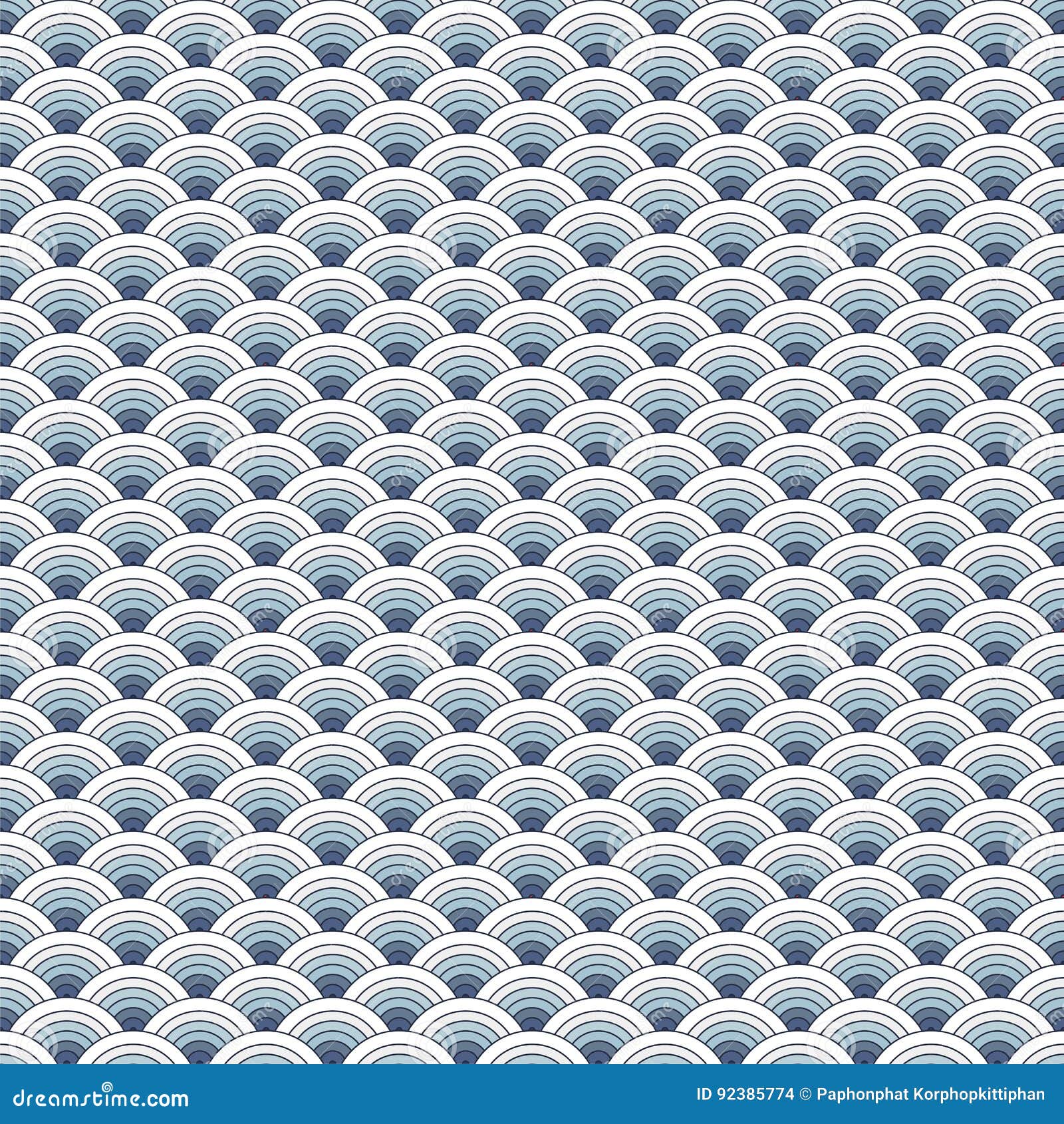 Japanese Wave Pattern Seamless in Blue Shade Stock Vector ...