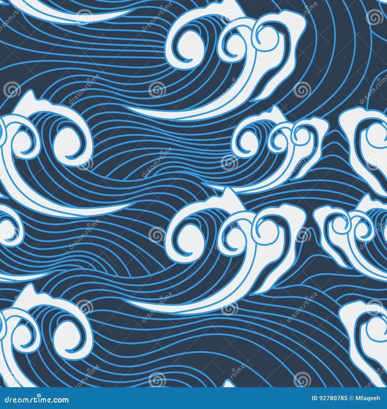 Japanese Water Waves Vector Seamless Pattern Stock Vector ...