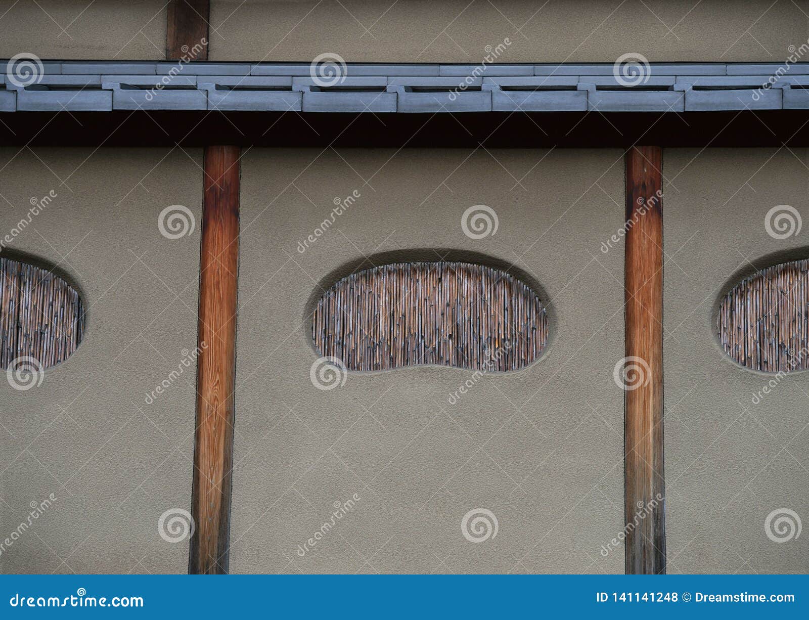 Japanese Windows And Walls With Bamboo Strips Background Royalty-Free ...