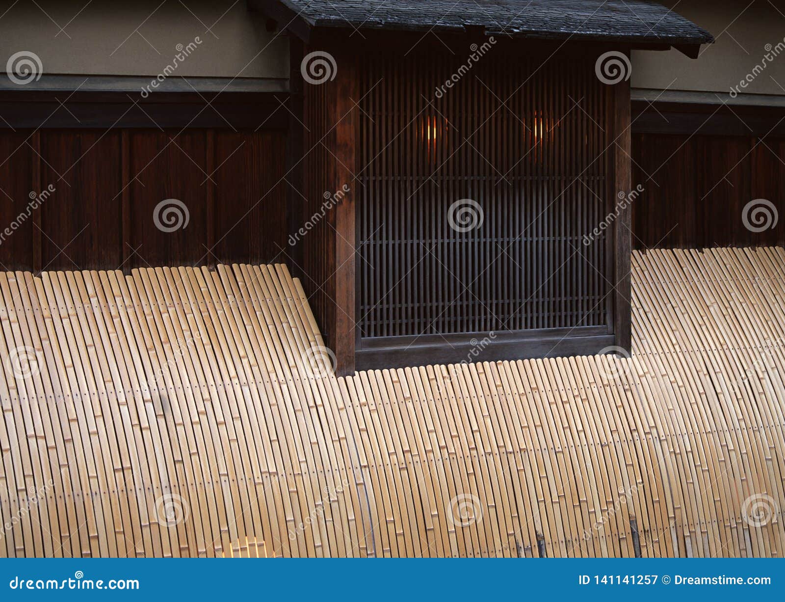 Japanese Windows And Walls With Bamboo Strips Background Royalty-Free ...