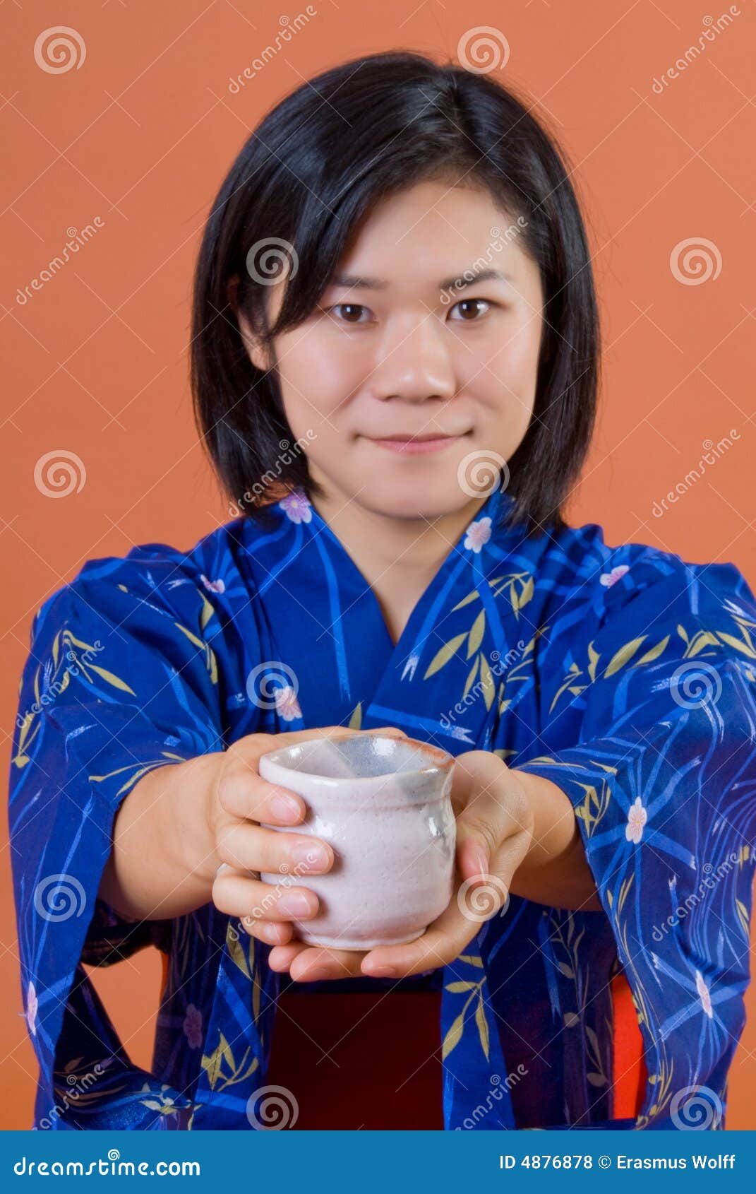Japanese Woman with Cup of Tea Stock Photo - Image of holding, beverage ...
