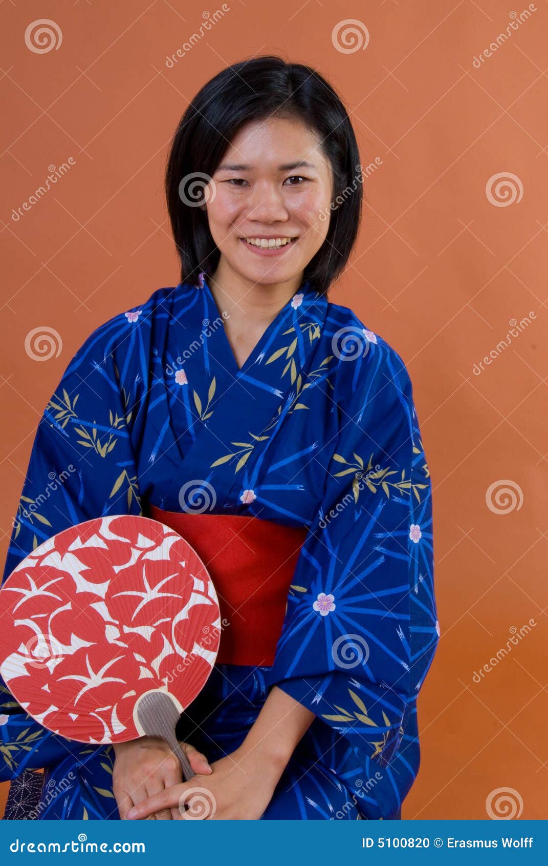 Japanese woman with fan stock photo. Image of female, body - 5100820