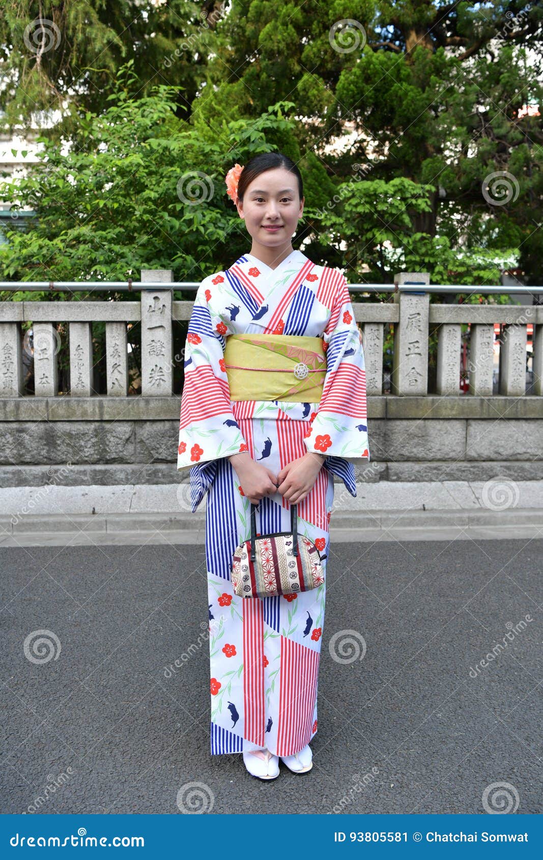 Japanese Woman Wearing Traditional Japanese Yukata Editorial Photo