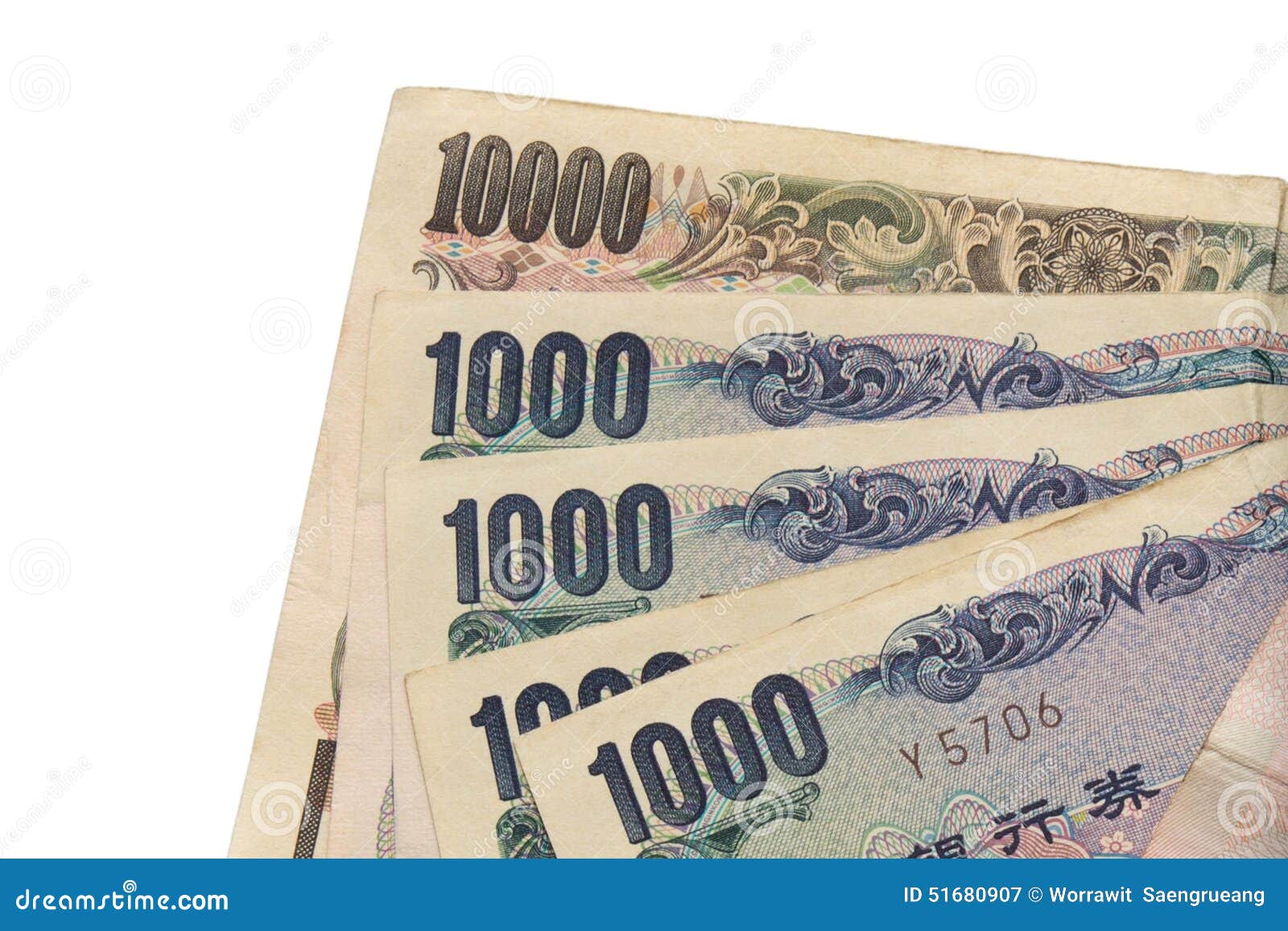 Japanese Yen notes stock image. Image of isolated, number - 51680907