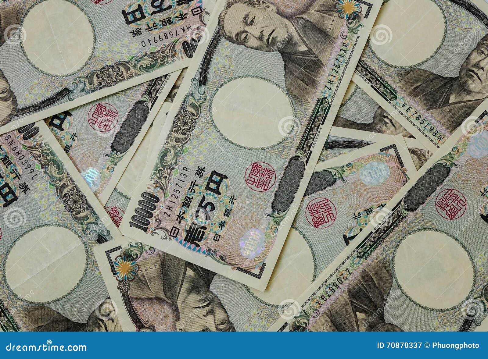 Japanese Yen notes stock image. Image of close, table - 70870337