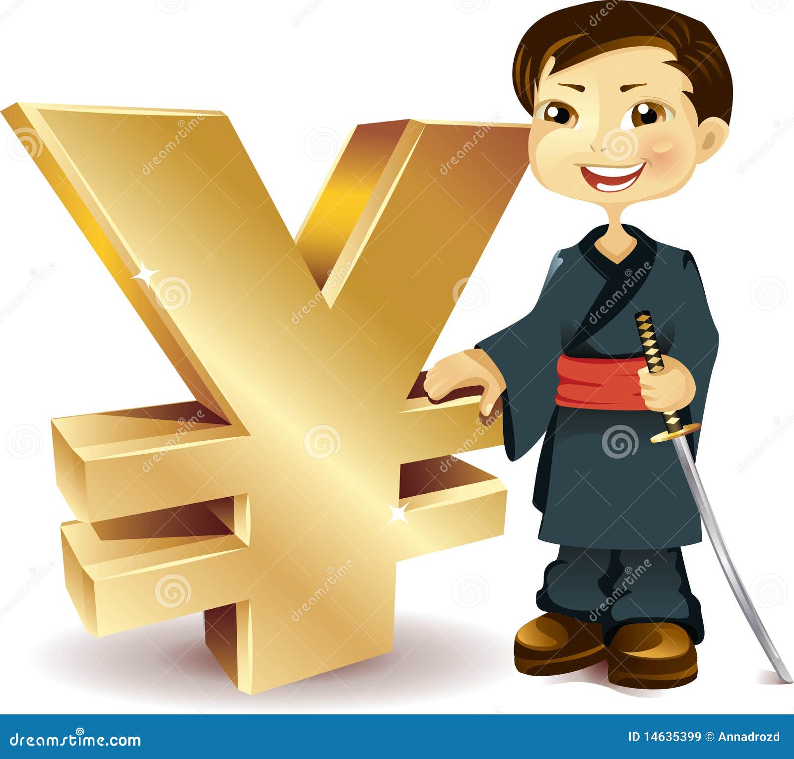 Japanese With A Yen Symbol Cartoon Vector | CartoonDealer.com #14635399