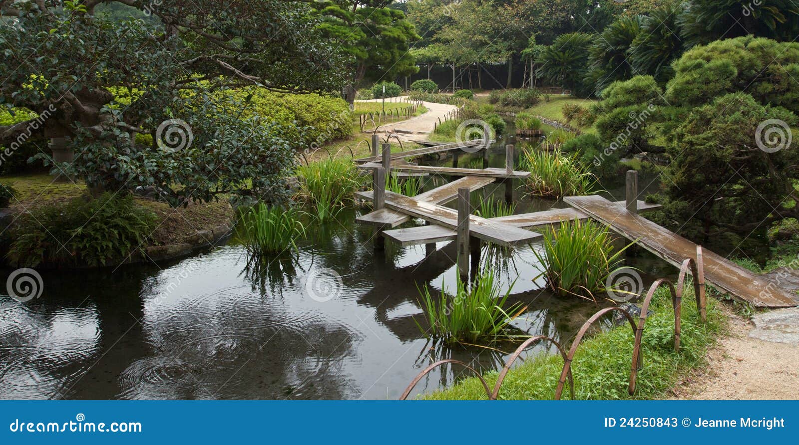 Japanese Zig-zag Bridge in Korakuan Garden Stock Image - Image of ...