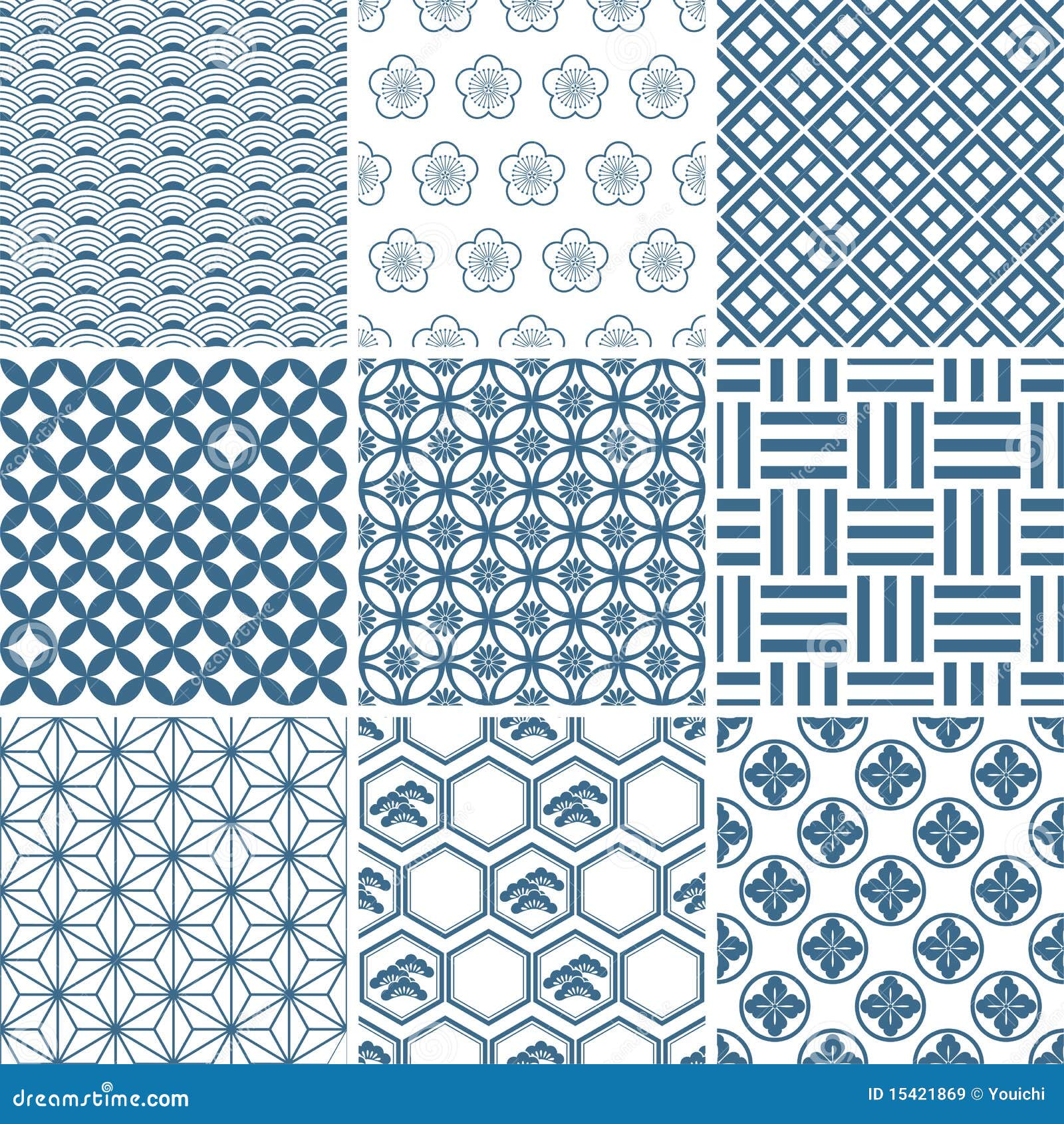 Japanisches Traditionelles Musterset Vektor Abbildung - Illustration ...