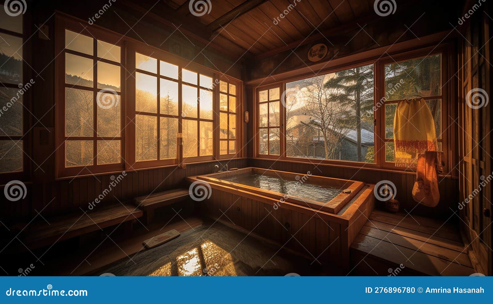 Japannese Hot Spring Onsen Room. Generative Ai Stock Photo - Image of ...