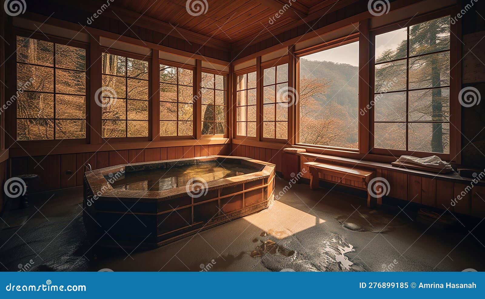 Japannese Hot Spring Onsen Room. Generative Ai Stock Image - Image of ...