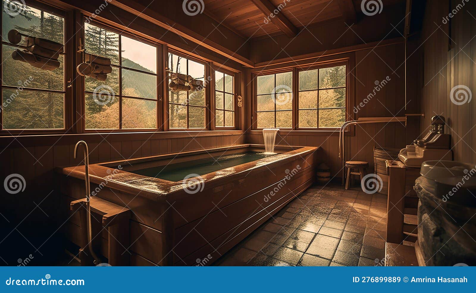 Japannese Hot Spring Onsen Room. Generative Ai Stock Illustration ...