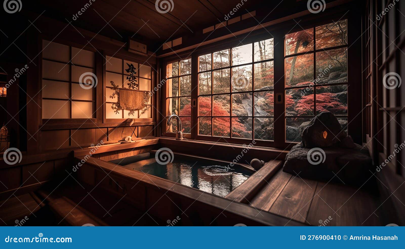 Japannese Hot Spring Onsen Room. Generative Ai Stock Photo - Image of ...