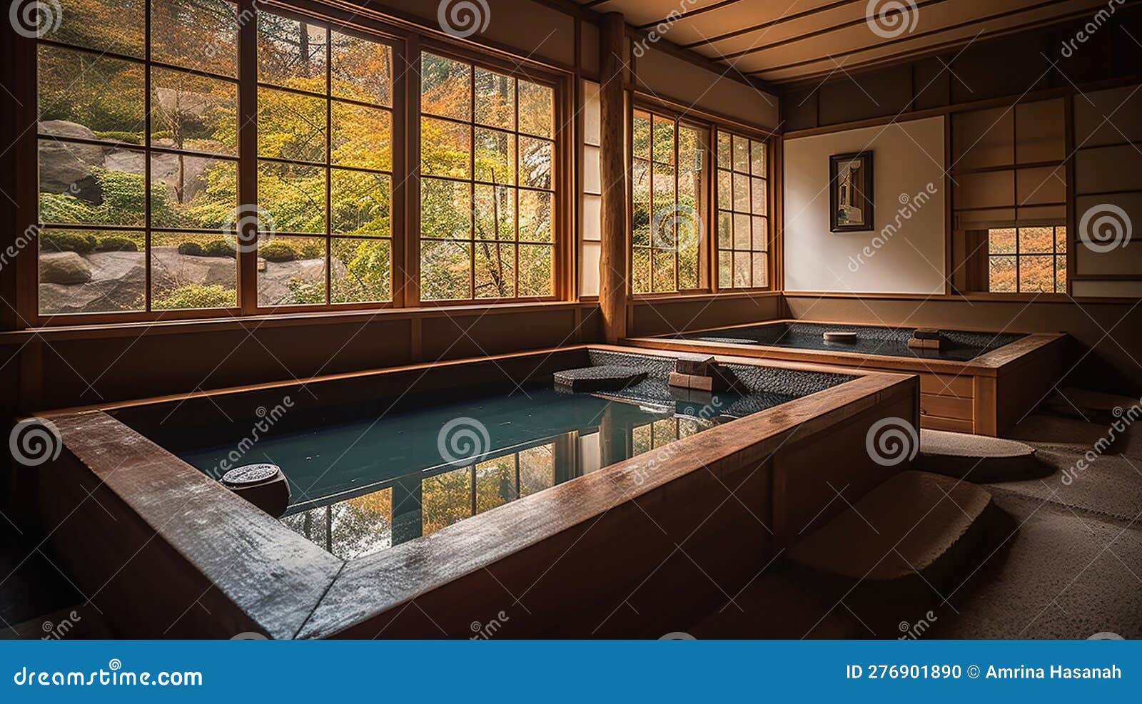 Japannese Hot Spring Onsen Room. Generative Ai Stock Photo - Image of ...
