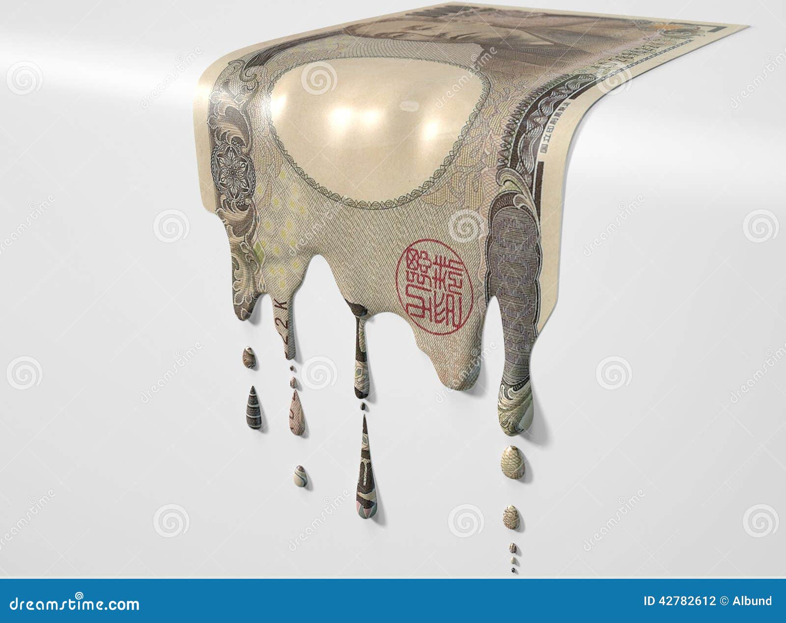 Japans Yen Melting Dripping Banknote Stock Foto - Image of studio ...