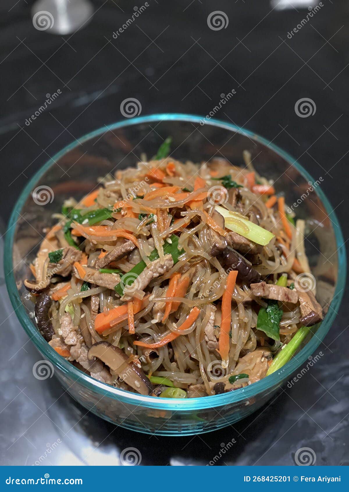 Japchae stock image. Image of koreansweetpotatostrachnoodles - 268425201