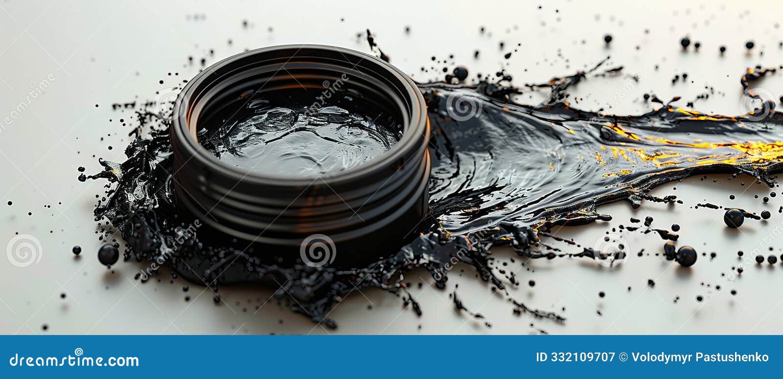 A Jar of Black Paint Spilling Out of it on a White Surface Stock Image ...