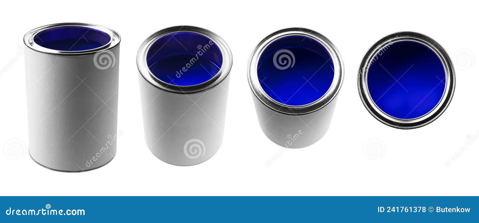 A Jar with Blue Paint in Different Angles on a White Background Stock ...