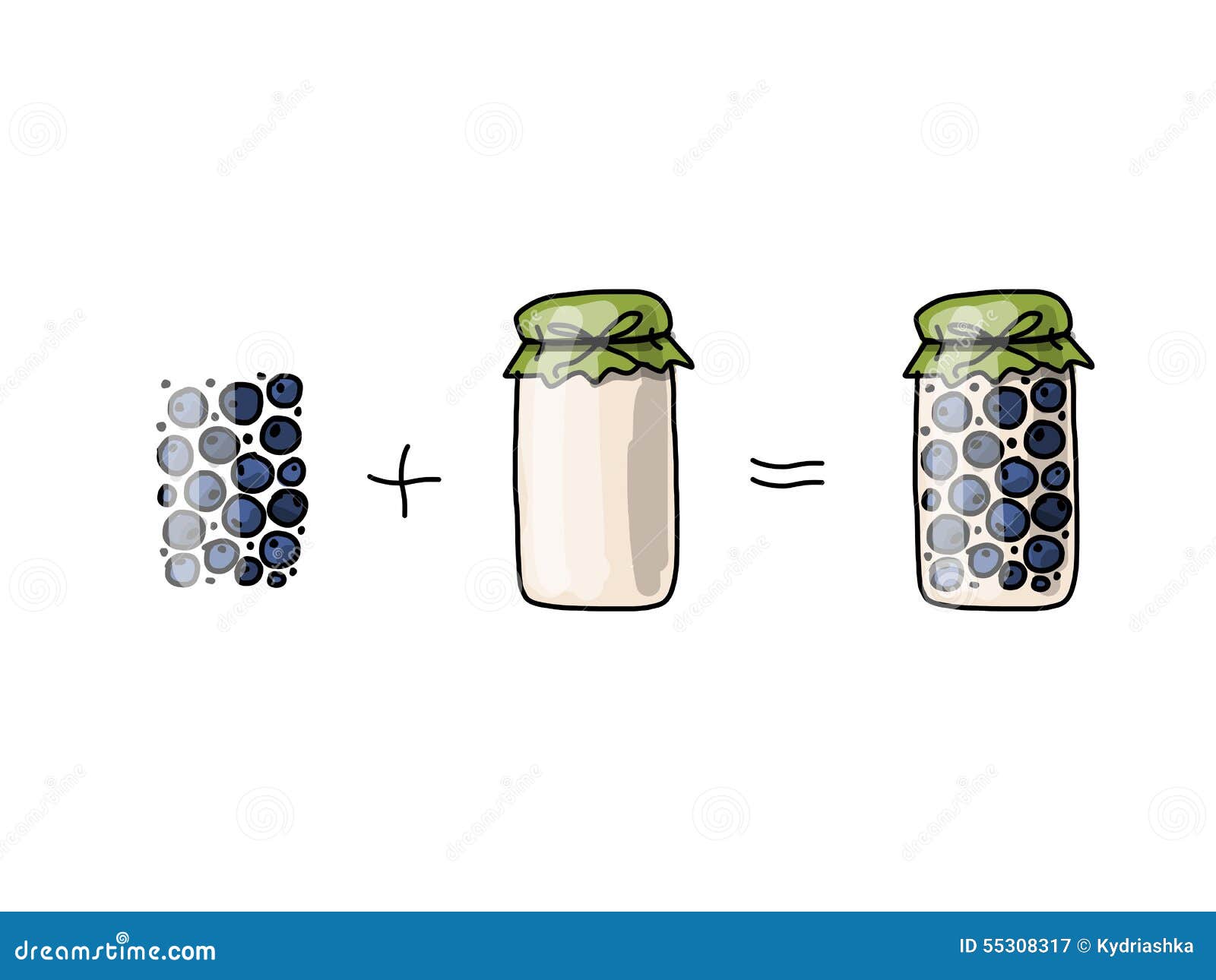 Jar with Blueberry Jam, Sketch for Your Design Stock Vector ...