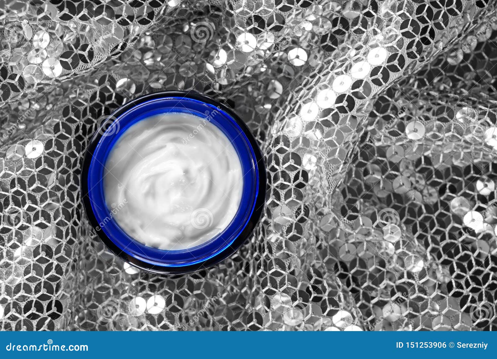 Jar with Body Cream on Sequin Fabric Stock Photo - Image of color ...