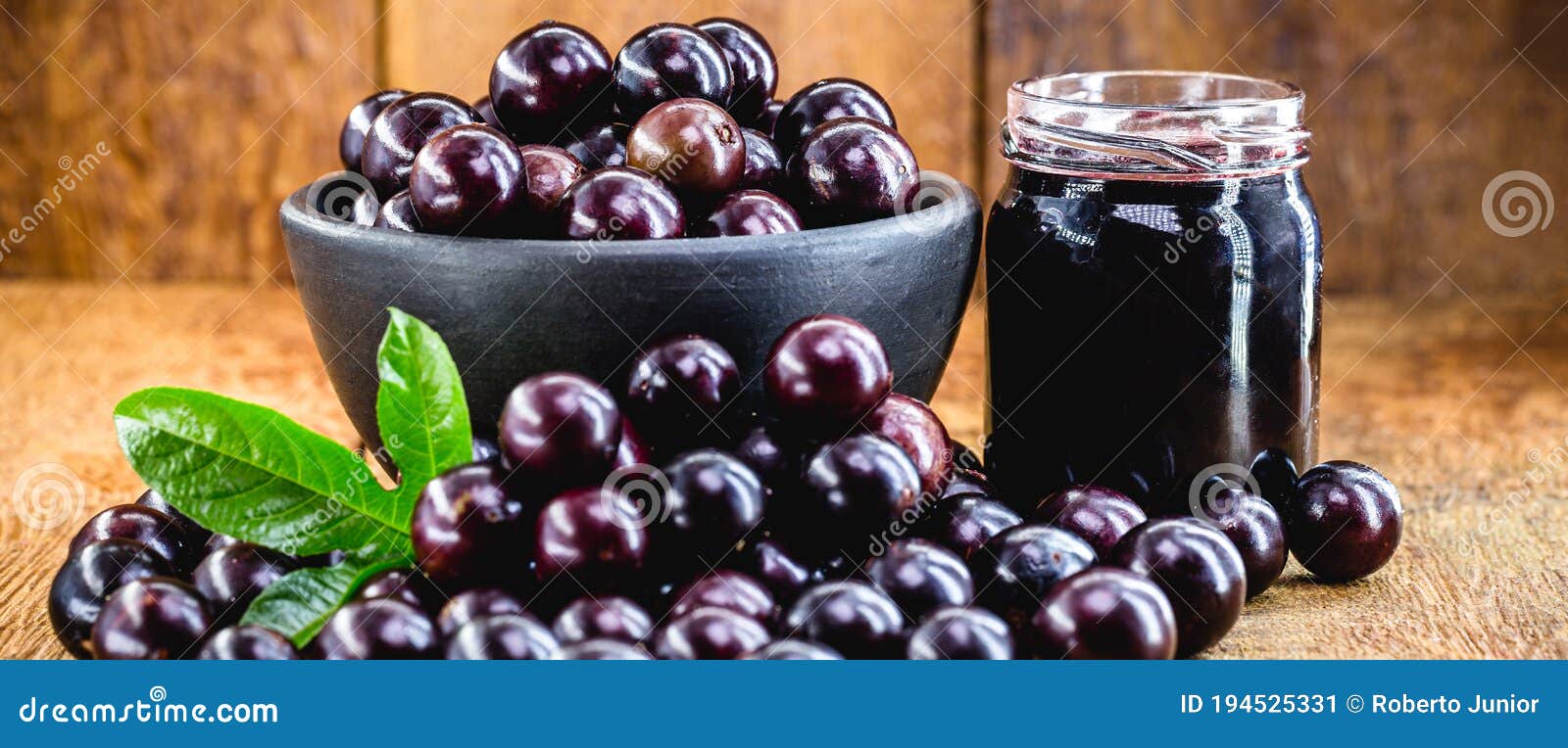 Jar of Brazilian Fruit Jam, Called Jabuticaba or Jaboticaba, on a ...