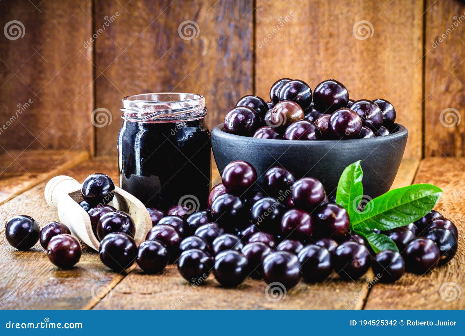 Jar of Brazilian Fruit Jam, Called Jabuticaba or Jaboticaba, on a ...