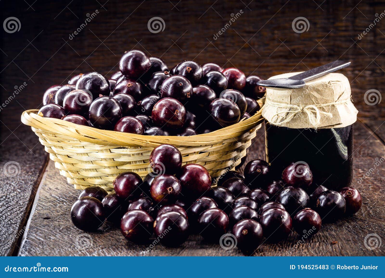 Jar of Brazilian Fruit Jam, Called Jabuticaba or Jaboticaba, on a ...