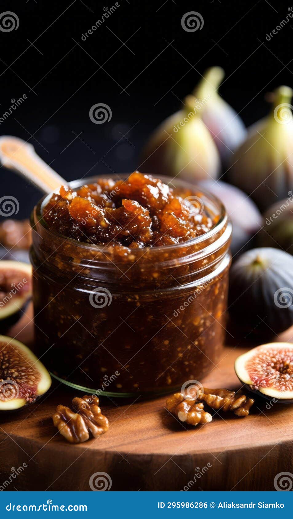 A Jar of Brown Jam Next To Figs Stock Photo - Image of healthy, tasty ...