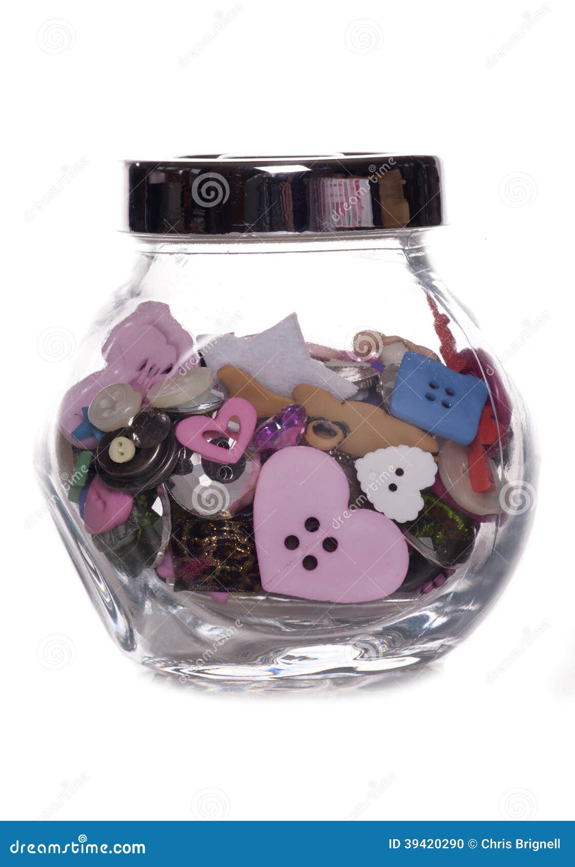 Jar of buttons stock photo. Image of hobby, heart, abstract - 39420290