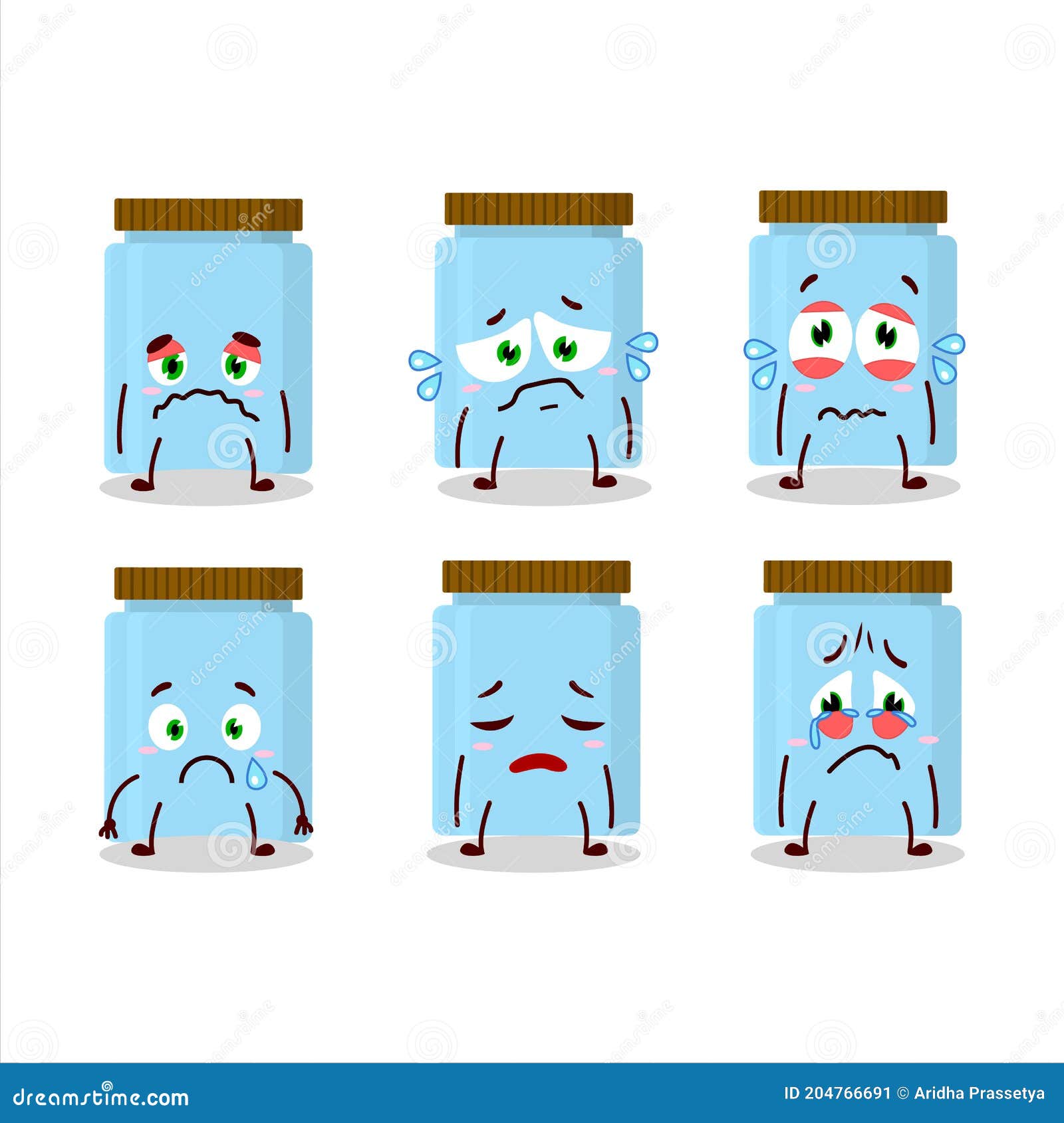 Jar Cartoon in Character with Sad Expression Stock Vector ...
