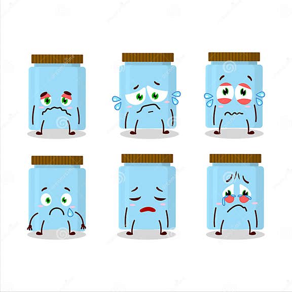 Jar Cartoon in Character with Sad Expression Stock Vector ...