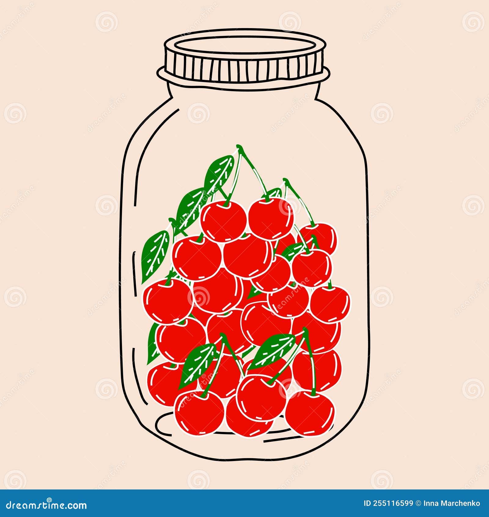 Jar with Cherry. Compote. Vector in Cartoon Style Stock Vector ...