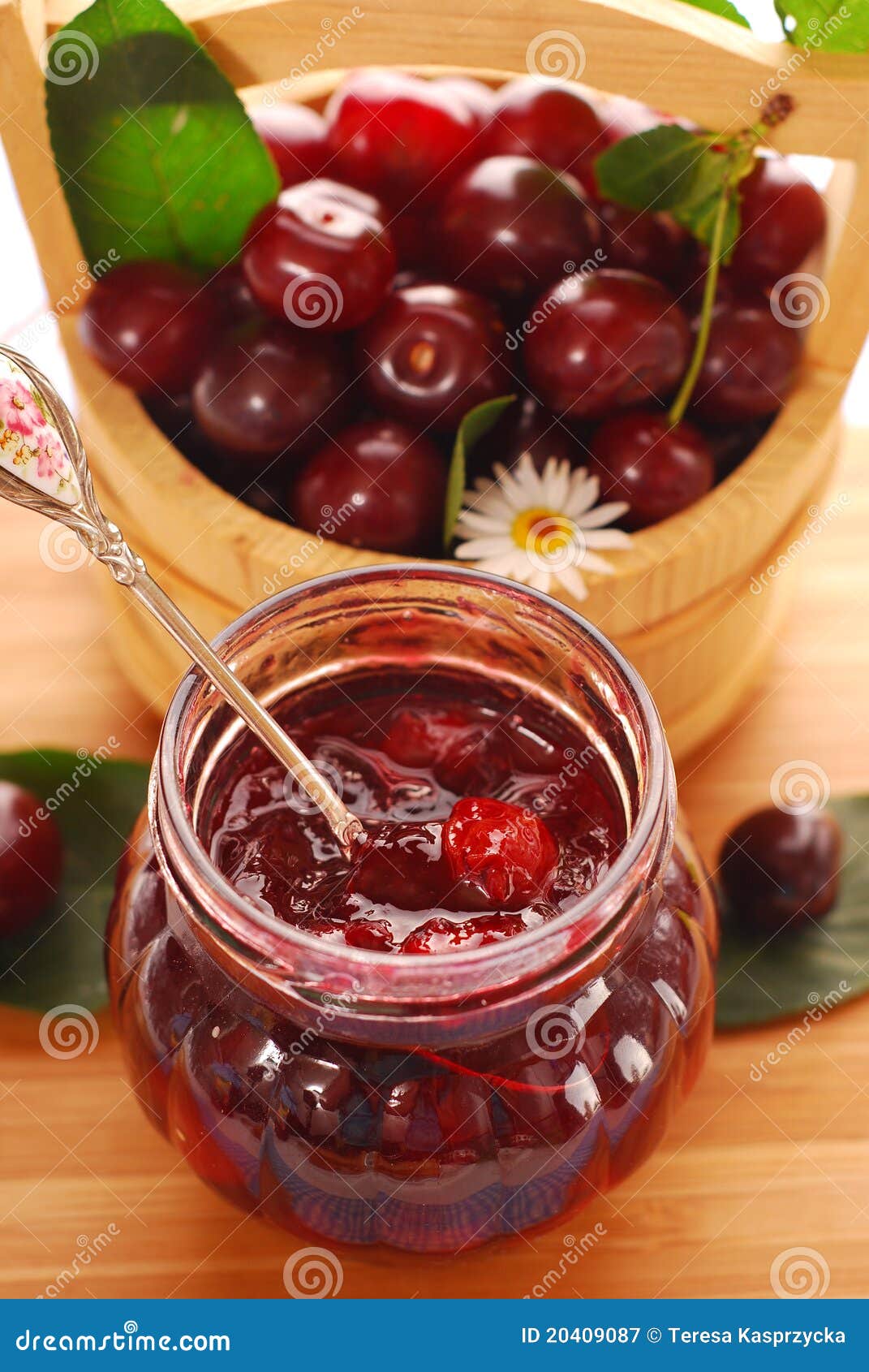 Jar of cherry confiture stock image. Image of healthy - 20409087