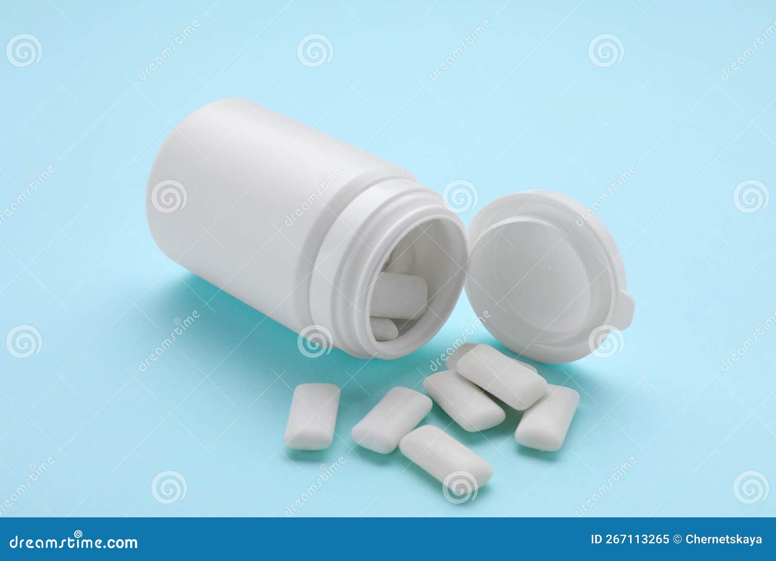 Jar with Chewing Gums on Light Blue Background Stock Image - Image of ...