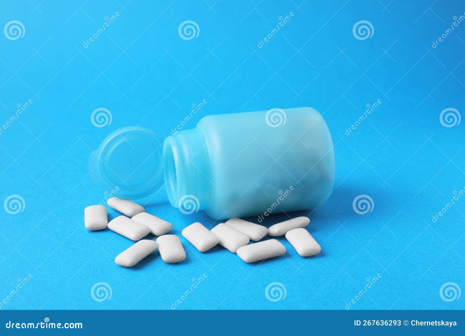 Jar with Chewing Gums on Light Blue Background Stock Image - Image of ...